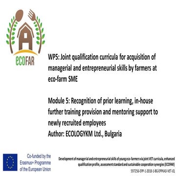 Ecofar Module 5: Recognition of prior learning, in-house further ...