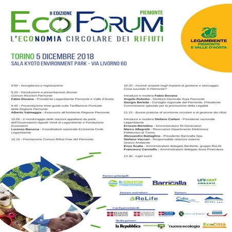 Eco forum per l'economia circolare 2018 programma | PDF