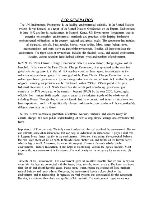 Our environment- speech | DOCX | Science