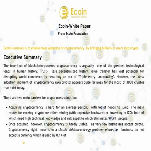 Ecoin official whitepaper | PPTX | Email | Internet