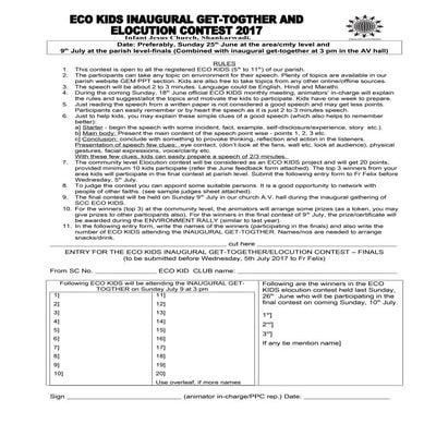 Eco kids elocution contest | DOC