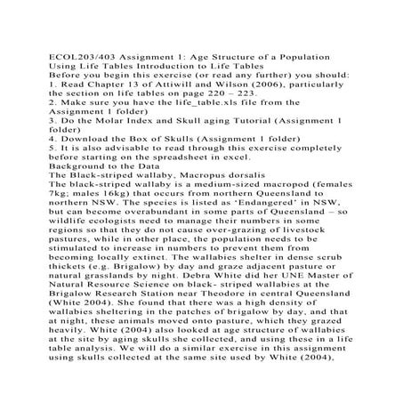 ECOL203403 Assignment 1 Age Structure of a Population Using Life.docx