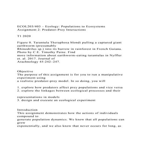 ECOL203403 – Ecology Populations to Ecosystems Assignment .docx