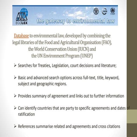 Ecolex database introduction4 uwa | PPTX