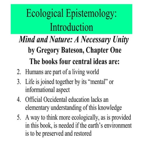 Ecological Epistemology Intro | PPT