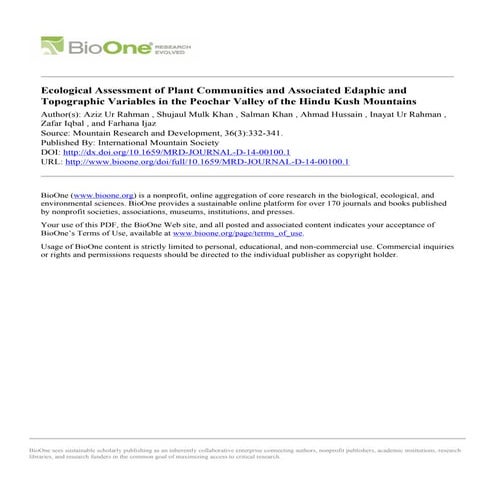 Ecological assessment of plant communities in the peochar valley of the ...