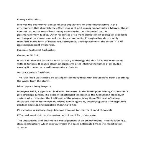 Ecological Backlash | DOCX