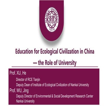 Education for Ecological Civilization in China - the Role of University ...