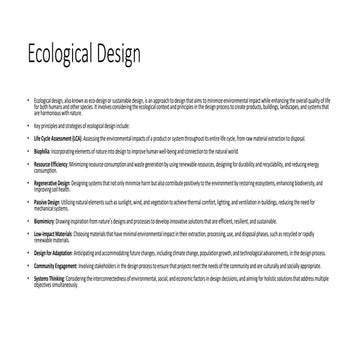 Ecological Design/Eco-Design/Sustainable Design | PPTX