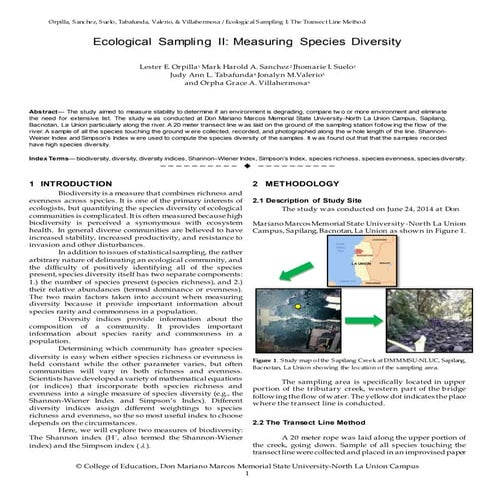Ecological indices report 2222222 | PPTX