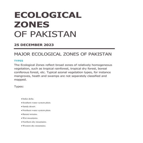ECOLOGICAL ZONES OF PAKISTAN on basis of land.docx
