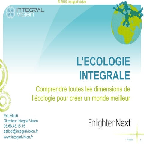 Ecologie intégrale/ Integral Ecology | PPT