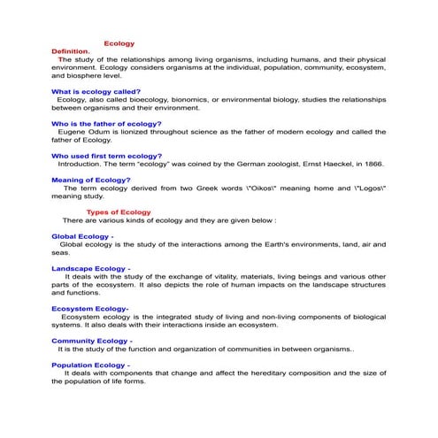 Ecology .pdf | Geography | Science