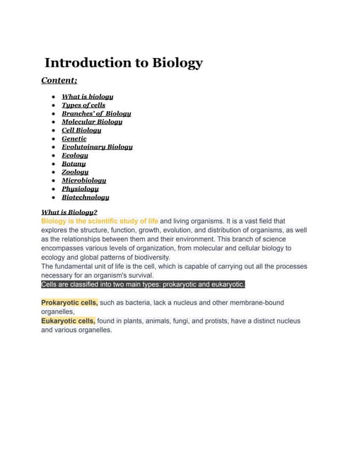 Lesson 1 Introduction to Biology | PPT