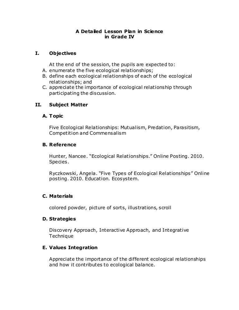 Ecology Lesson Plan Ecology Lesson Plan