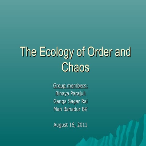 Ecology of Order and Chaos presentation | PPT