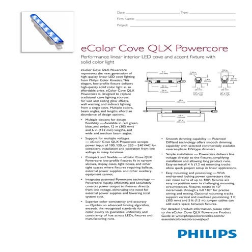 Philips eColor Cove QLX Powercore Spec Sheet | PDF