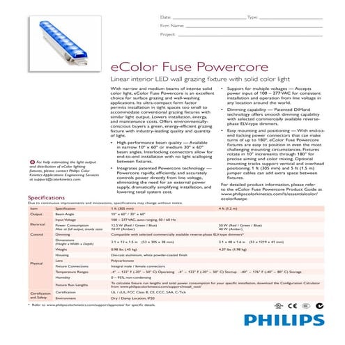 Philips eColor Fuse Powercore Spec Sheet | PDF | Home Appliances | Home ...