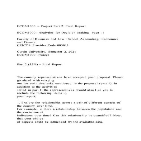 ECOM1000 – Project Part 2 Final Report ECOM1000 Analytic | DOCX