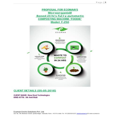 Ecoman proposal f 250 now deal technologies pvt ltd -pune | PDF