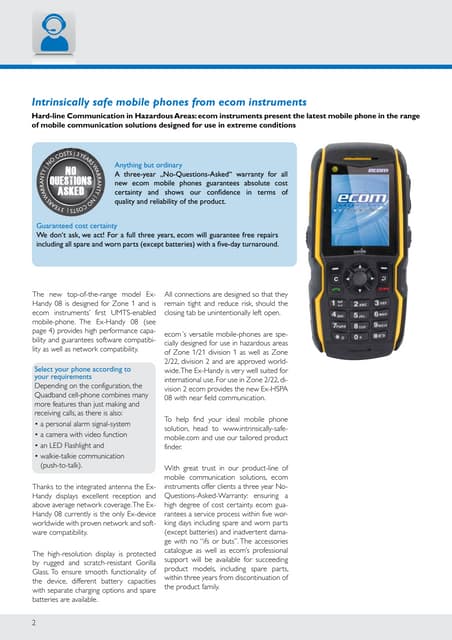 Ecom Smart Ex-01 ATEX Smart Phone Data Sheet | PDF