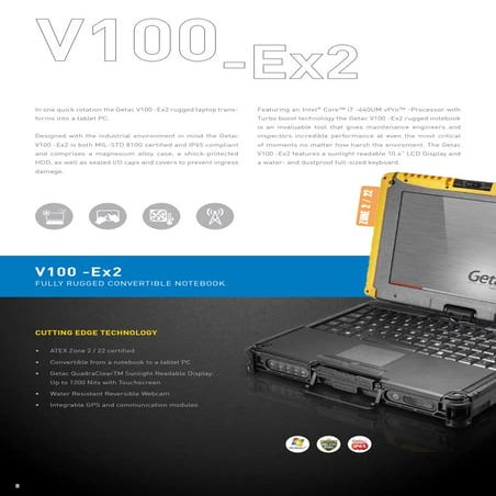 Ecom Getac V100 Ex2 - Hazardous Area Zone 2 Laptop (ATEX Certified) | PDF