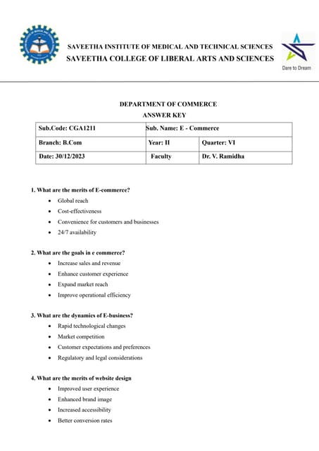 E-Commerce MCQ Questions and Answers for Competitive Exams | PDF