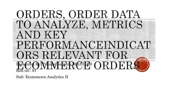 E-Commerce Analysis & Strategy Presentation | PPT