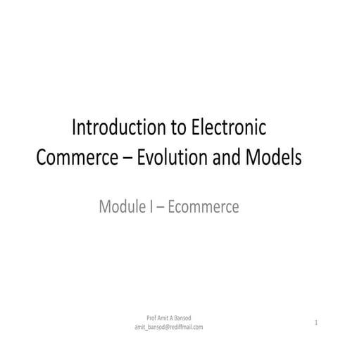 Introduction to Electronic Commerce – Evolution and Models | PDF