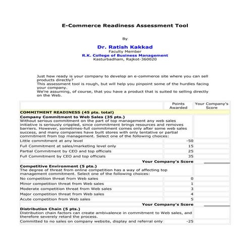 E Commerce Readiness Assessment Tool | DOC