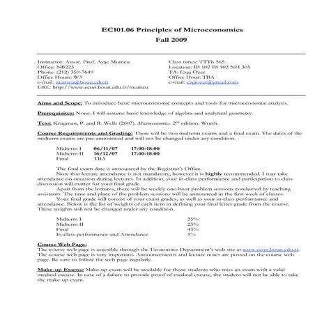 Econ101 Syllabus | PDF
