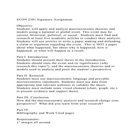 ECON 2301 Signature AssignmentObjectiveStudents will apply .docx