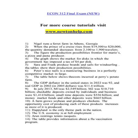 ECON 312 Invent Yourself/newtonhelp.com