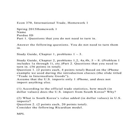 Econ 370, International Trade, Homework 1Spring 2015Homework.docx