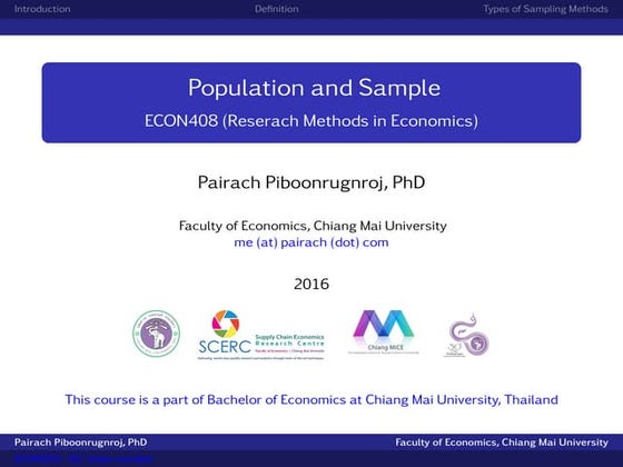 Population & sample lecture 04 | PPTX