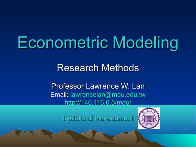 Econometric Model Ing Ppt Physics Science