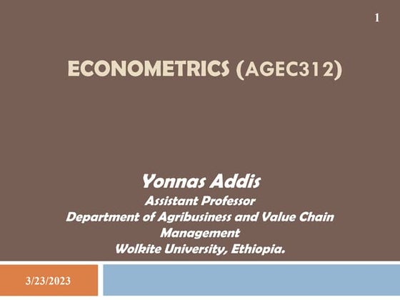 Econometrics lecture 1st | PPT