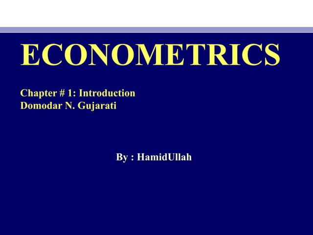 Econometrics Lecture Notes : Chapter 2 | PDF