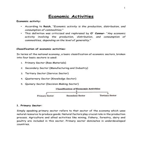 Economic Activities | Economic Geography| | PDF