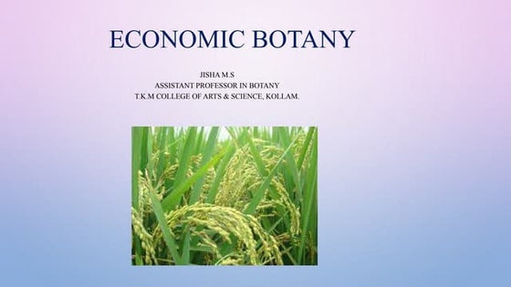 Economic Importance of Plants | PPT