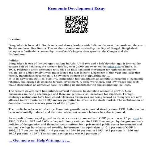 Economic Development Essay | PDF