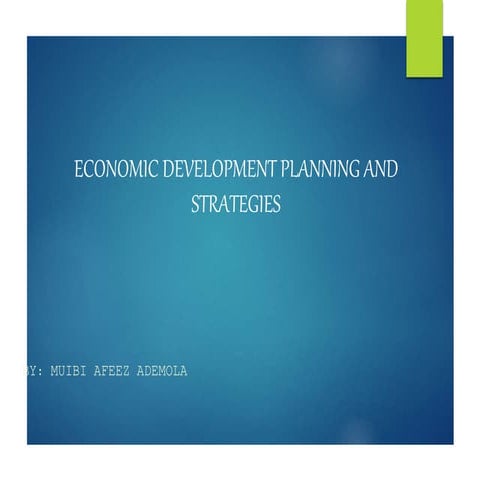 Economic development planning and strategies | PPT