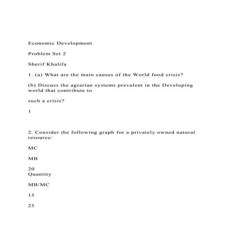 Economic DevelopmentProblem Set 2Sherif Khalifa1. .docx