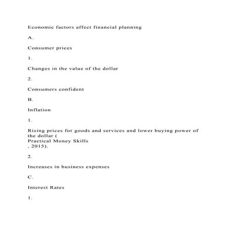 Economic factors affect financial planning A.Consumer prices.docx ...
