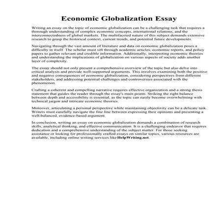 Economic Globalization Essay | PDF