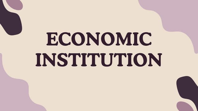 Economic Institutions - Redistribution ppt | PPTX