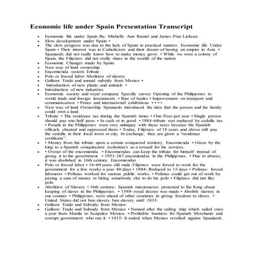 Grade 5 economic policies under spanish rule | PPT