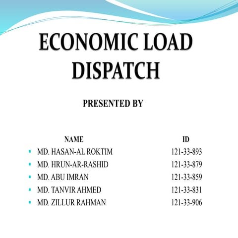 Economic Load Dispatch Ppt