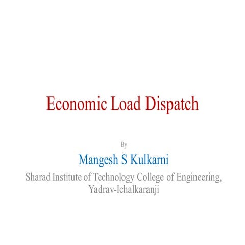 Economic load dispatch | PDF