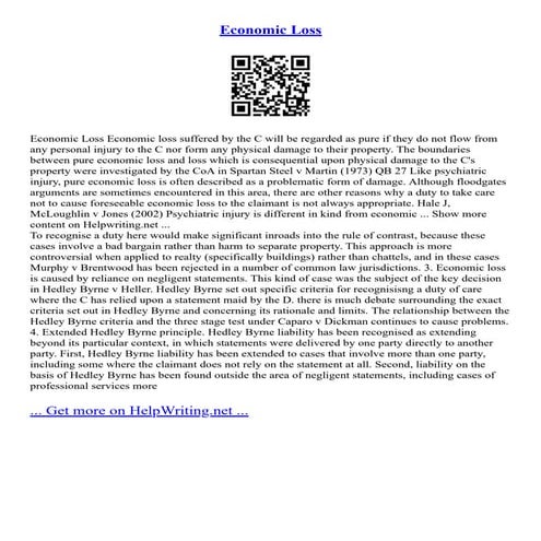 Economic Loss | PDF | Law
